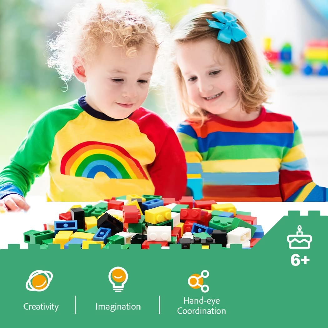 Classic Building Bricks Set, 100 Piece 1x2 Basic Building Blocks STEM ...