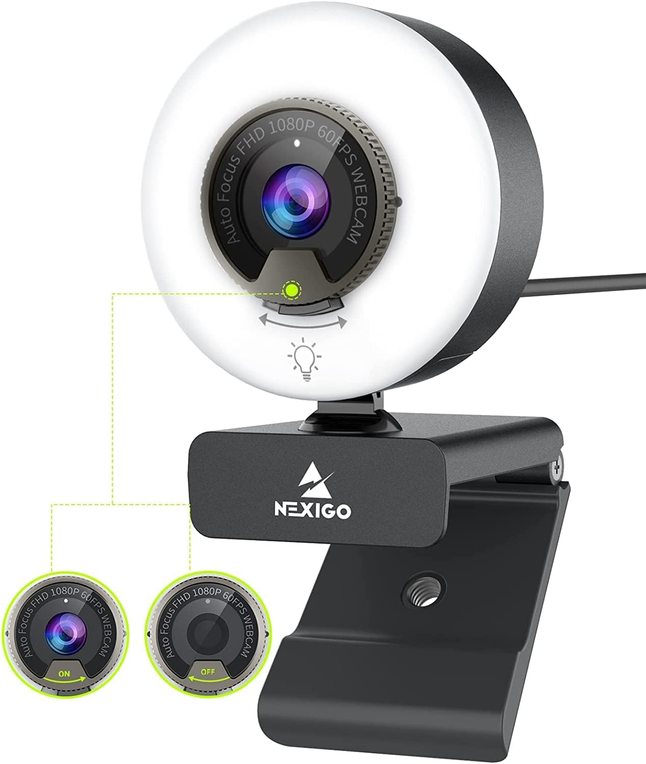 Amazon.com: NexiGo N960E 1080P 60FPS Webcam with Light, Software ...