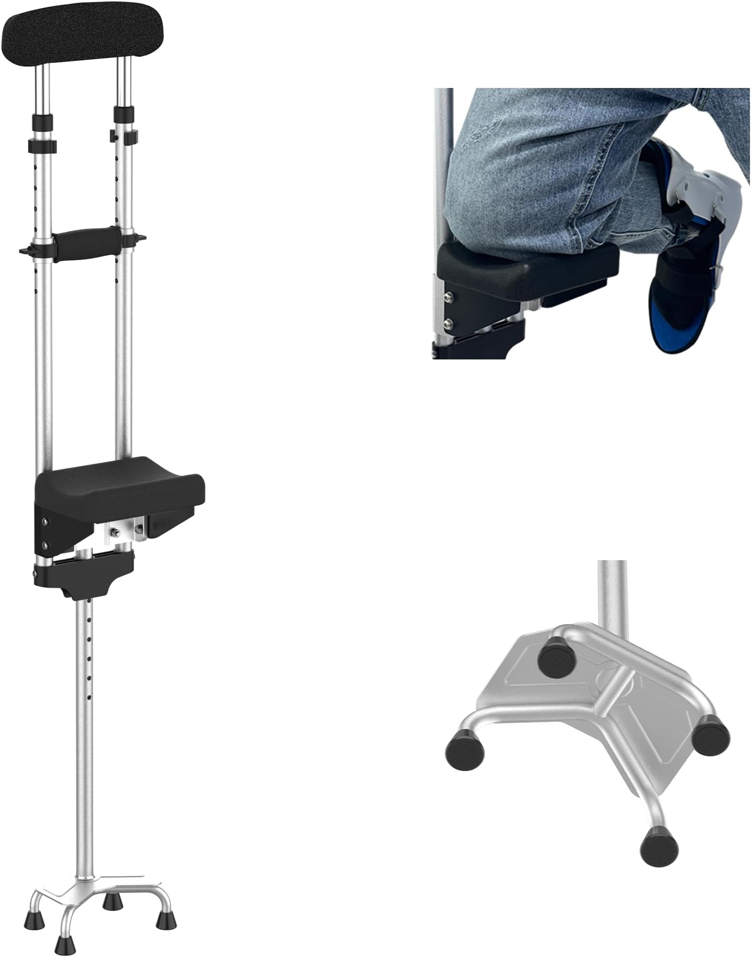 Amazon.com: Support Way Under Arm Aluminum Pain Free Knee Crutch with ...