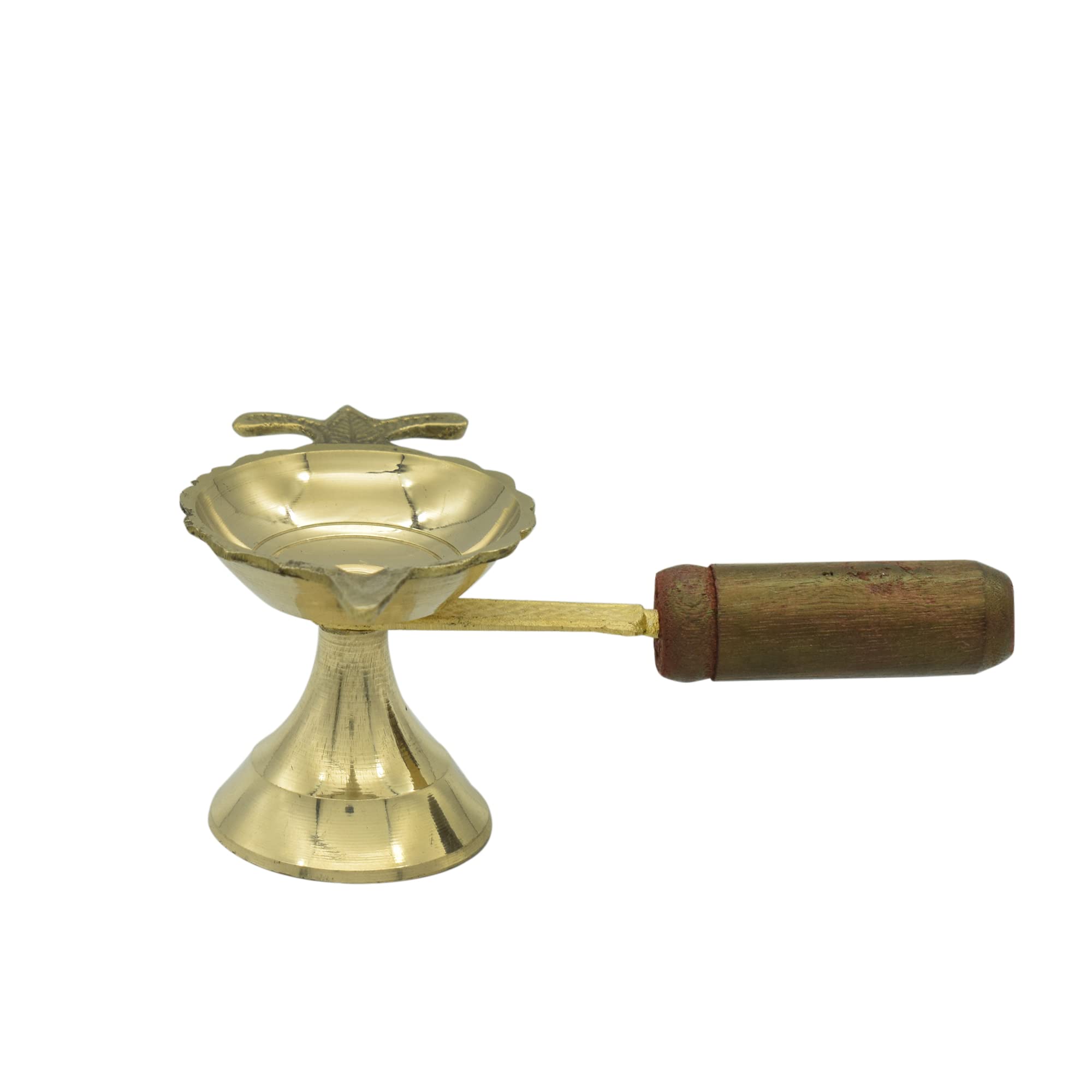 Buy PujaNPujari Brass Loban Burner Aarti Diya with Handle - Harathi ...