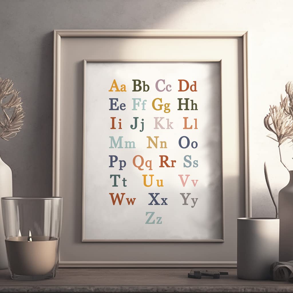 Amazon.com: Rainbow Alphabet Print, ABC Poster, Playroom Wall Decor ...