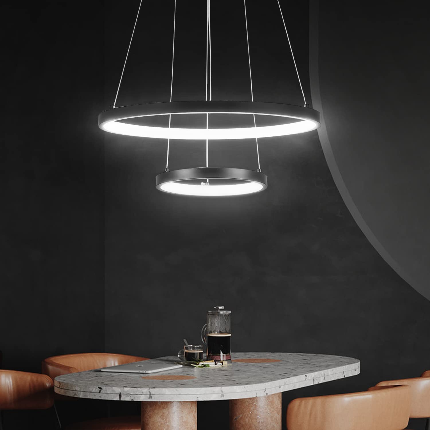 Hoiicco LED Chandelier, Modern Chandelier Lighting, Black Circular ...