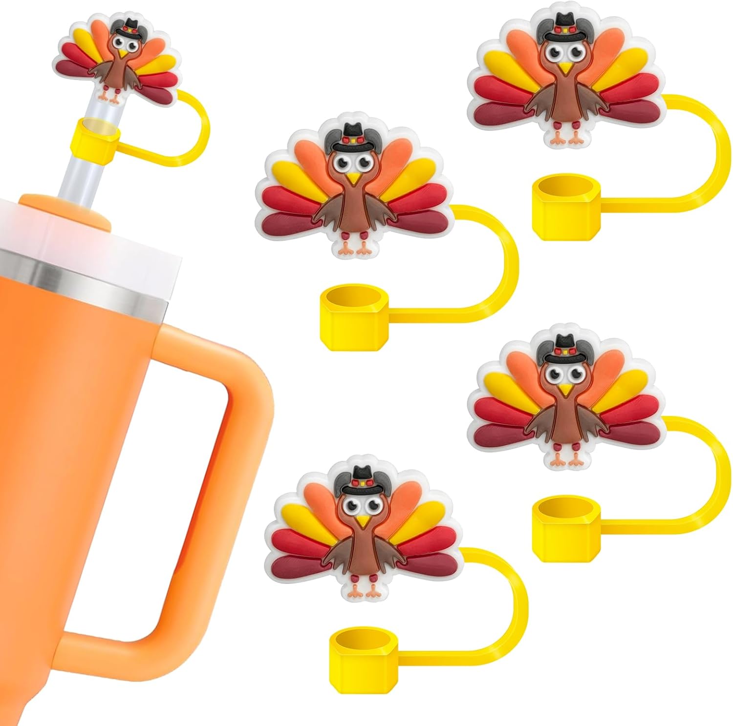 Amazon.com: Thanksgiving Straw Covers Cap Turkey Stanley Straw Cover ...