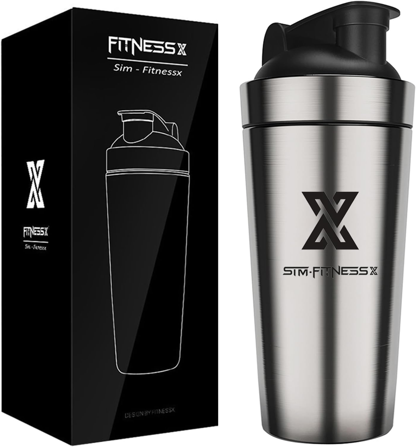 X SIM FITNESSX Shaker Edelstahl 700ml Sport Fitness c Shaker Yoga Gym ...