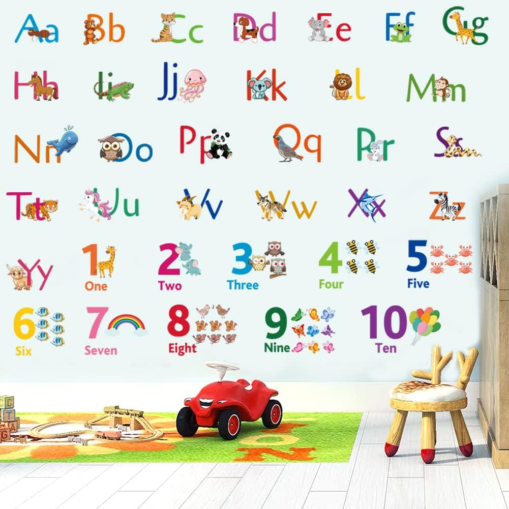 Amazon.com: Animal Alphabet Wall Decals ABC Stickers Alphabet Number ...