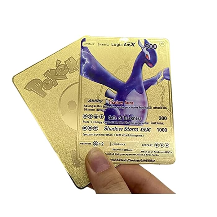 Buy Lugia Basic GX HP 300* Gold Metal Collectible Poke Card, Gold ...