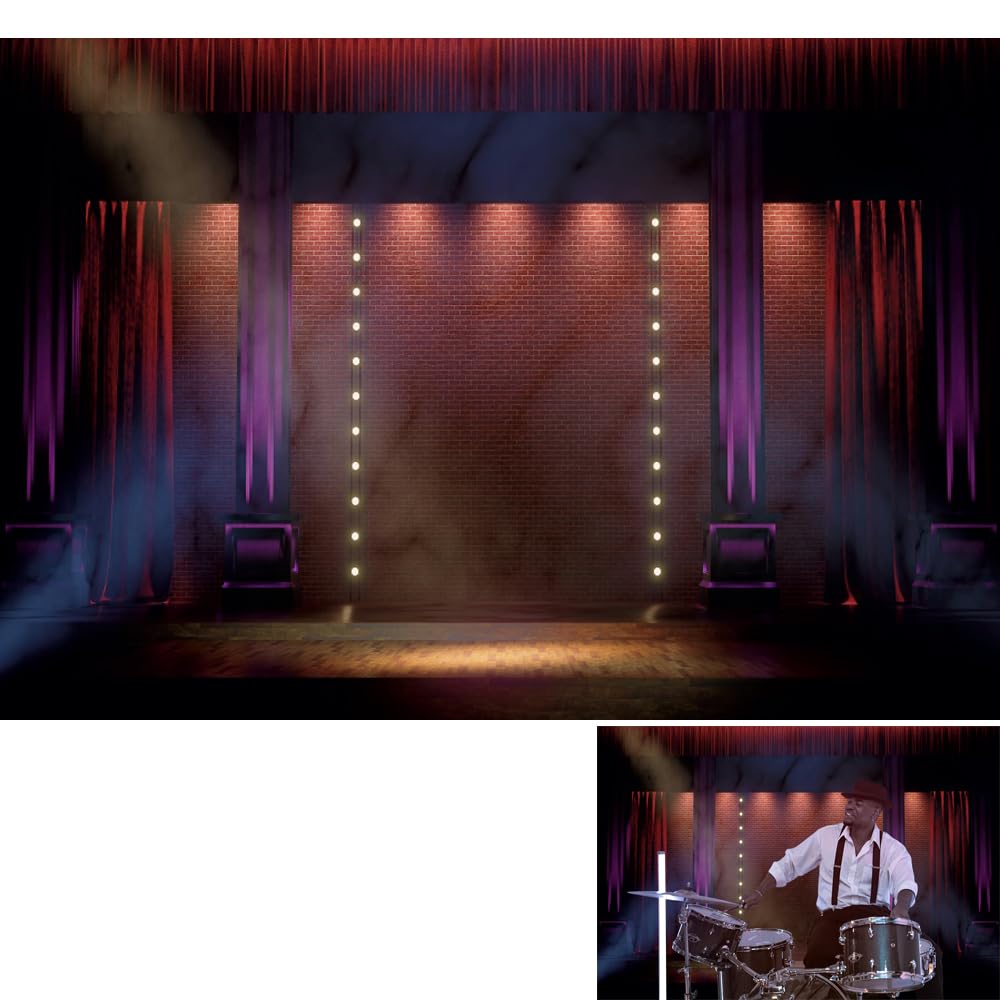 Amazon.com : Music Stage Backdrop 8x6ft Fabric Kids Rock Star Birthday ...