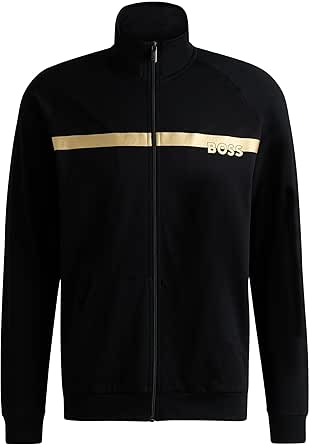 BOSS Mens Authentic Jacket Z Logo-Detail Zip-up Jacket in Cotton Terry ...