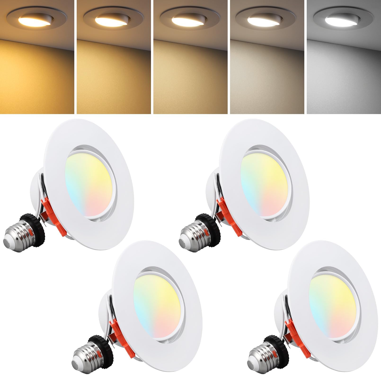 TORCHSTAR 4 Inch 5CCT Retrofit LED Gimbal Recessed Light, Dimmable LED ...