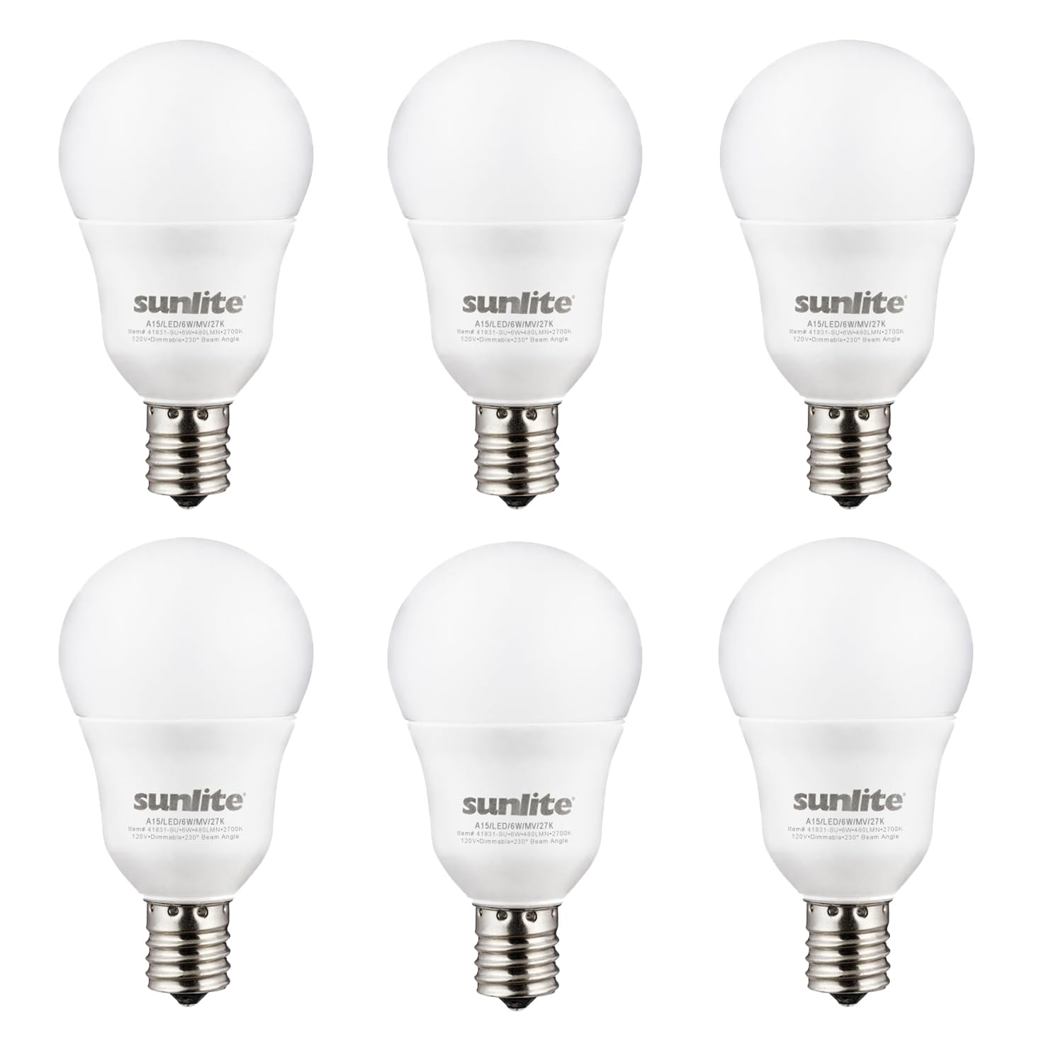 Sunlite A15 E17 LED Bulb, Intermediate Base Light Bulbs, 6 Watts (40W ...