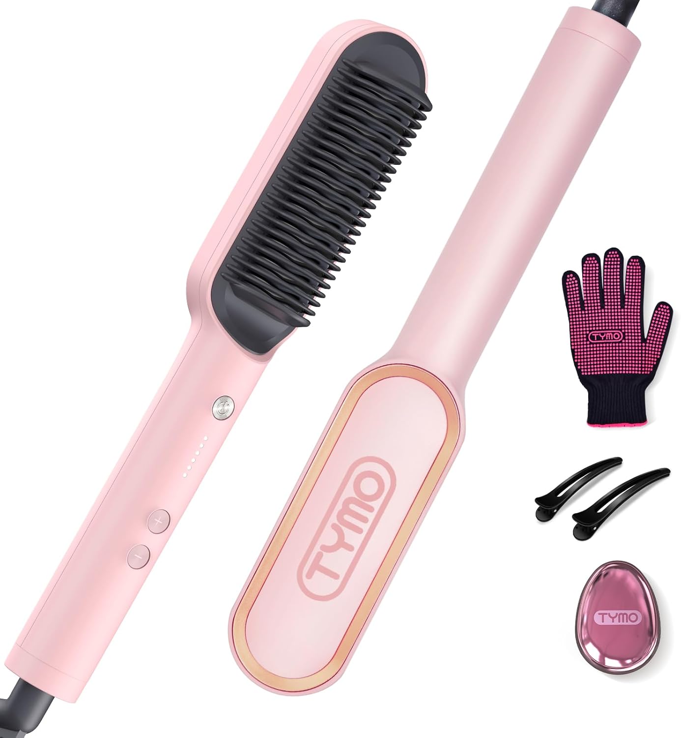 Tymo Hair Straightener Brush with Built-in Comb - Heats Up Fast in 20 ...
