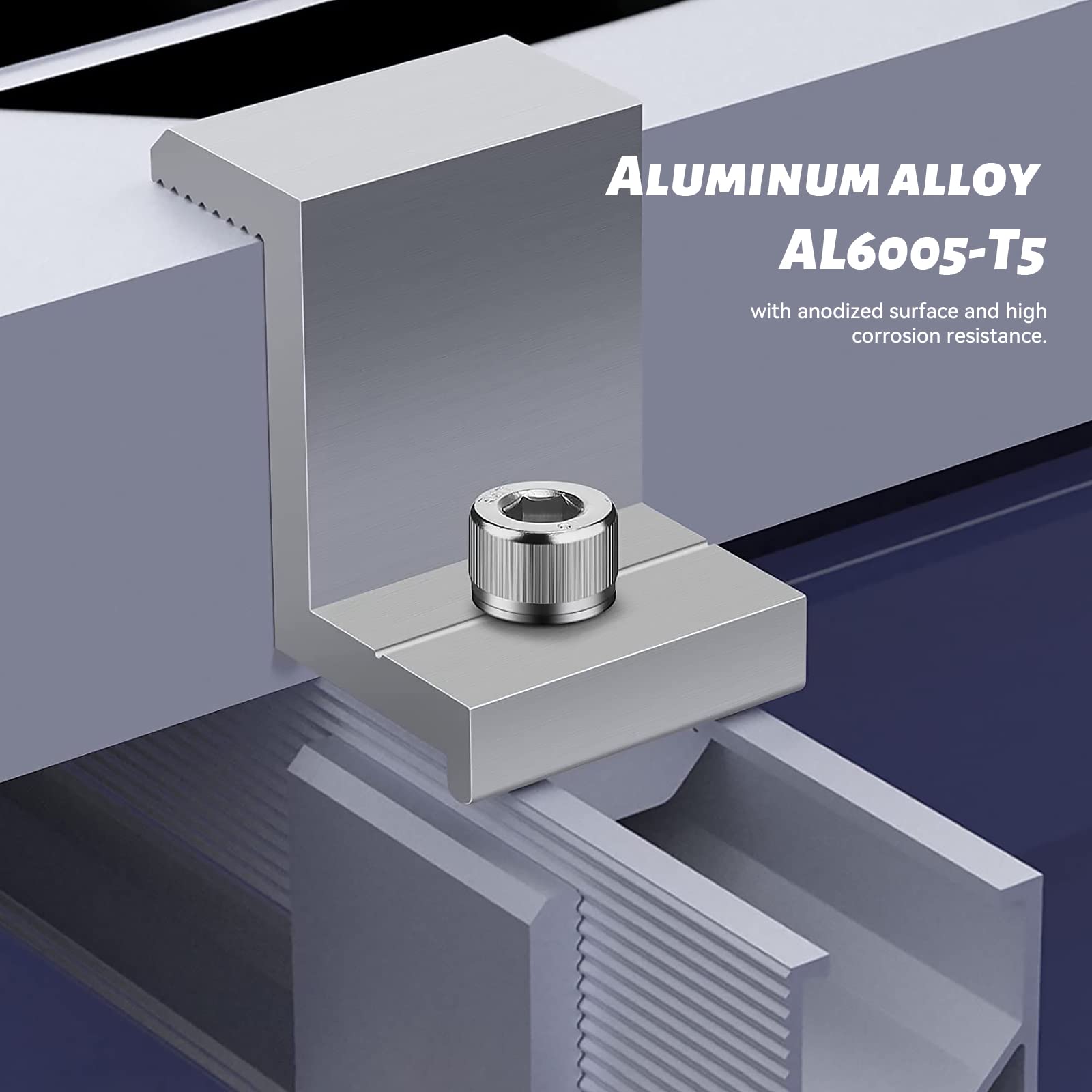 Solar Panel Adjustable End Clamps - Pack Of 8 1/4 Solar Panel Mid ...