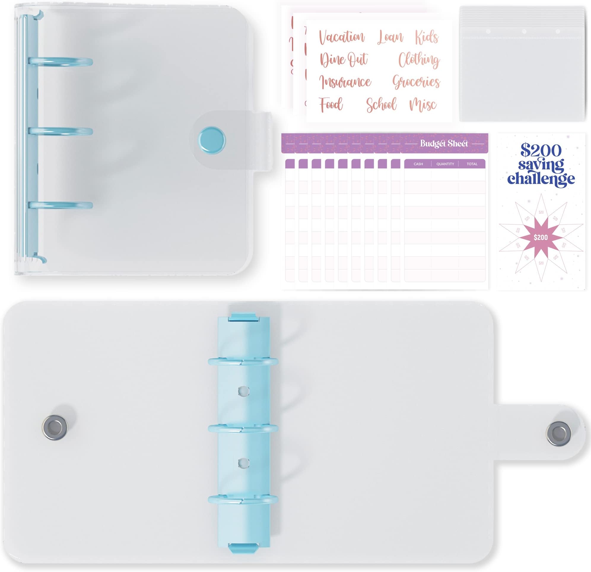 Amazon.com : Mini Budget Binder with Cash Envelopes Set Black 3-Ring ...