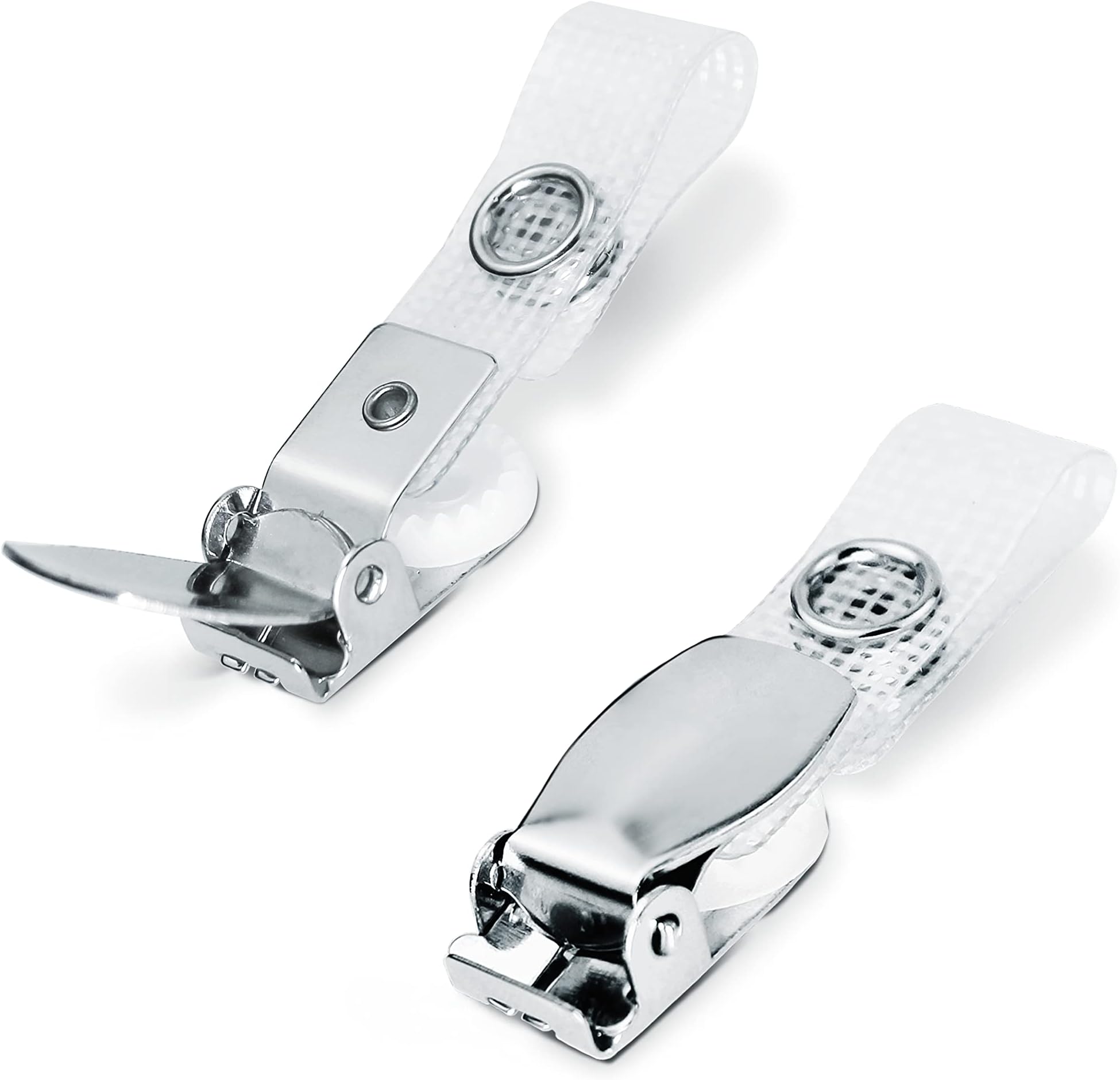 Amazon.com : Happy Trees 50 Pcs Metal Badge Clips with Clear PVC Straps ...