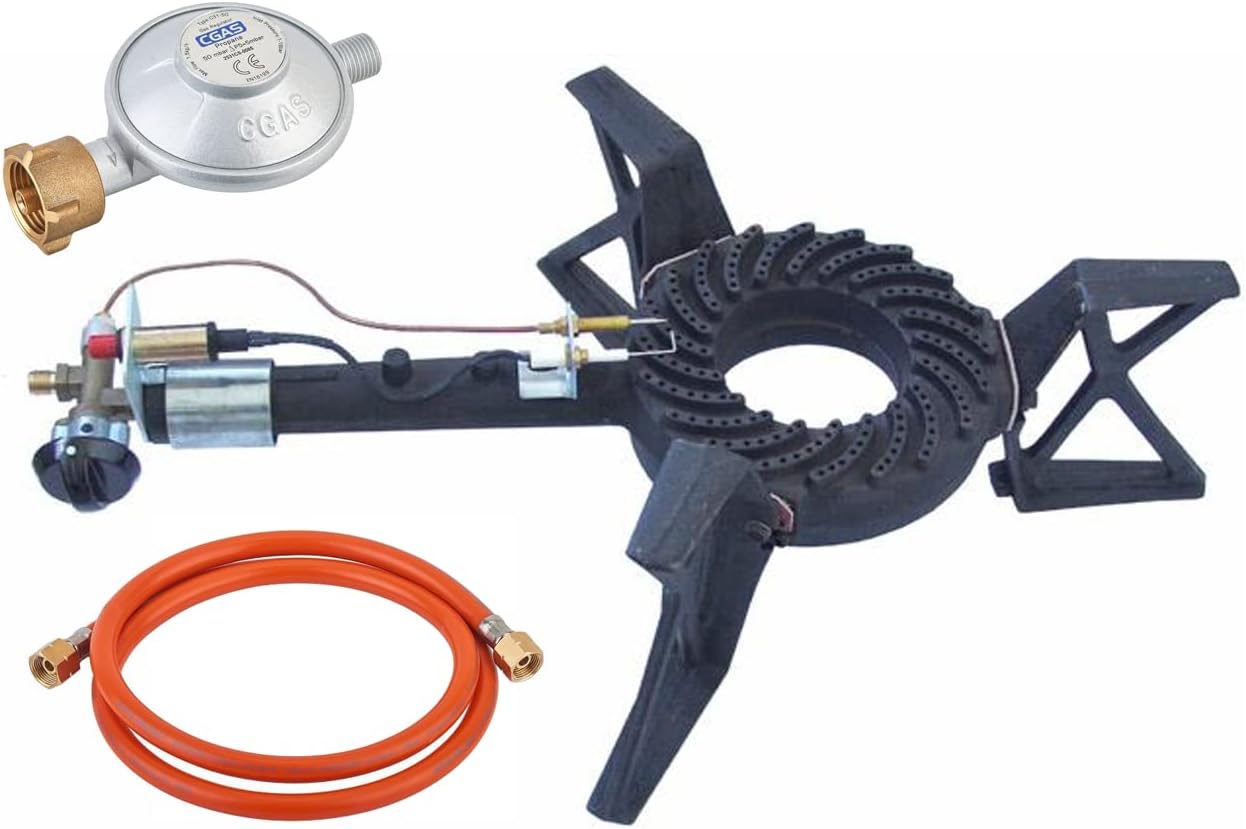 Réchaud à gaz professionnel 10,5 kW - 3 pieds - Brûleur en fonte de 18 ...