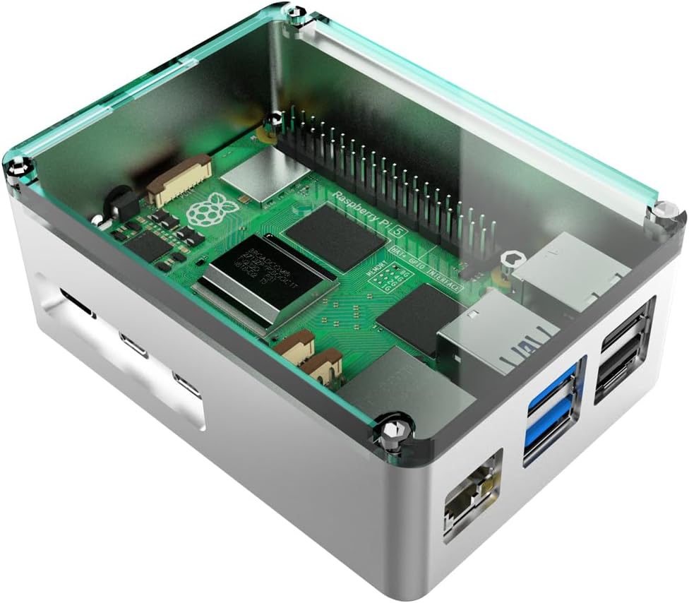 Amazon.com: anidees Aluminum Pi case for Raspberry Pi 5 - Silver(AI-PI5 ...
