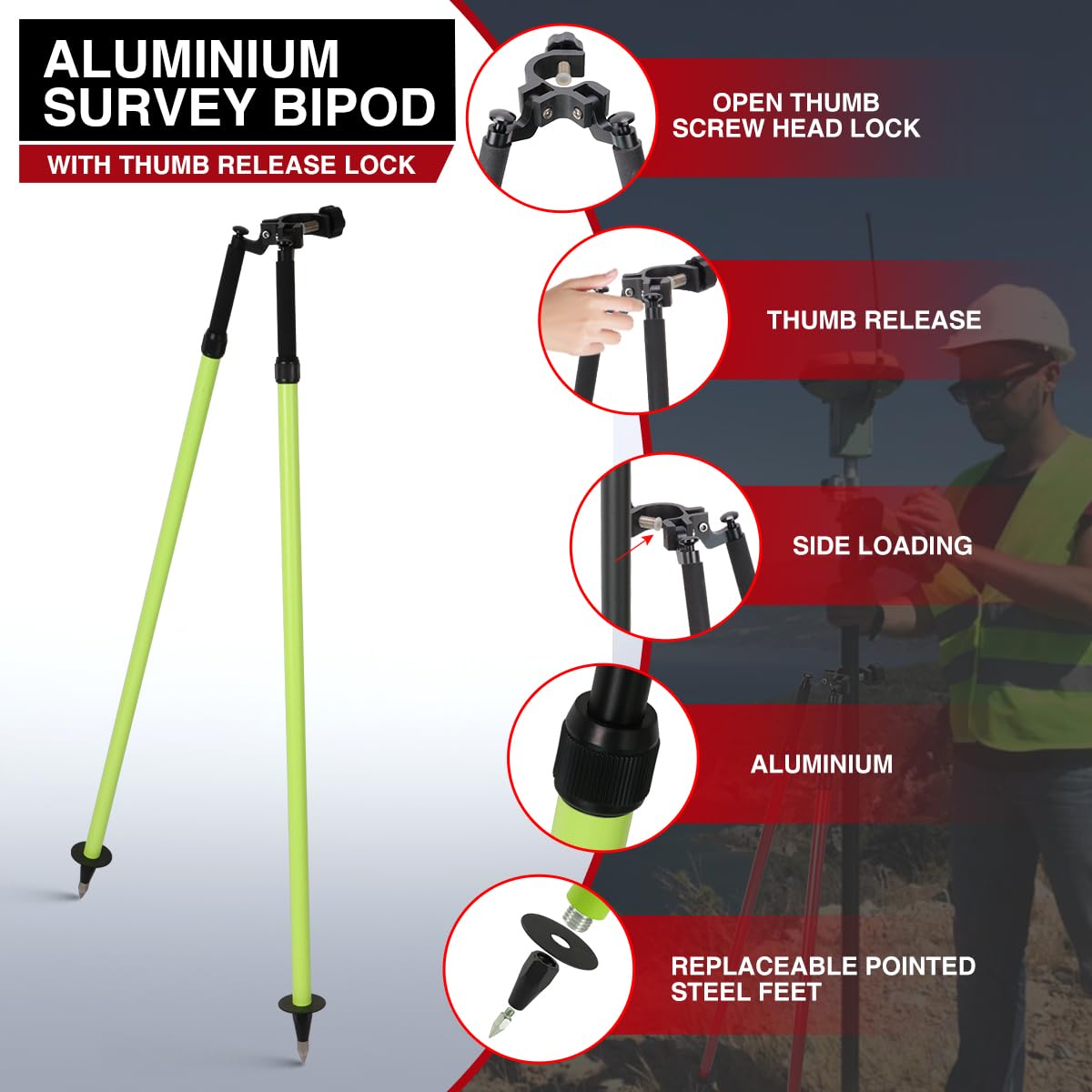 Snapklik.com : MUTOOP Pole Bipod For Surveying Equipment - Adjustable ...