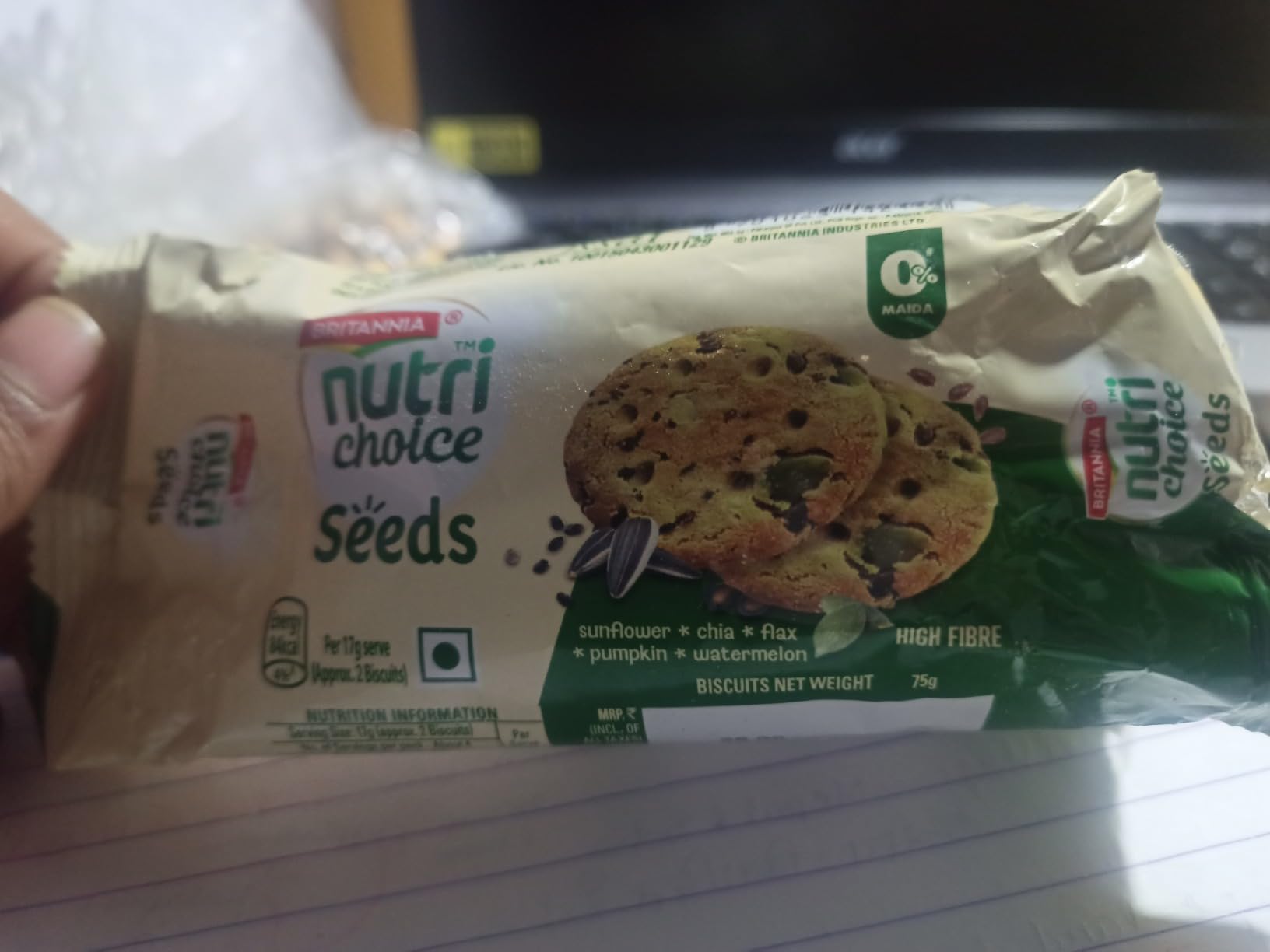Britannia NutriChoice Seeds Biscuits | 0% Maida & High Fibre, 75 grams ...