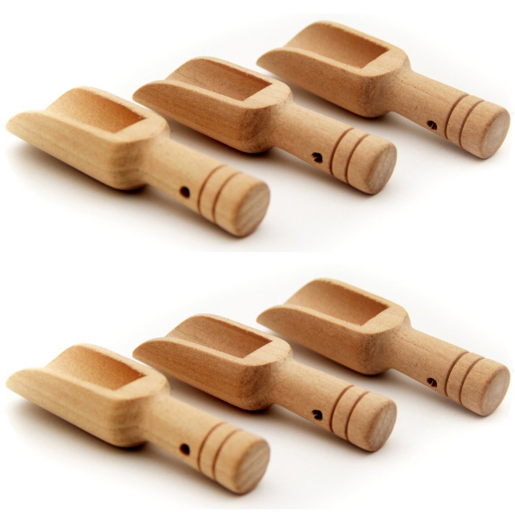 Amazon.com: 6 PCS Mini Wooden Scoops Bath Salt Spoon 3 Inch Long for ...