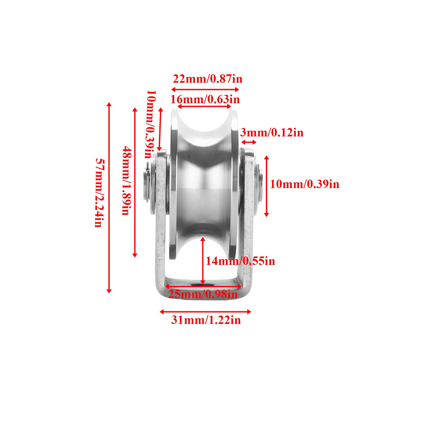 Snapklik.com : Stainless Steel U Groove Wheel Heavy Duty Caster Rigid ...