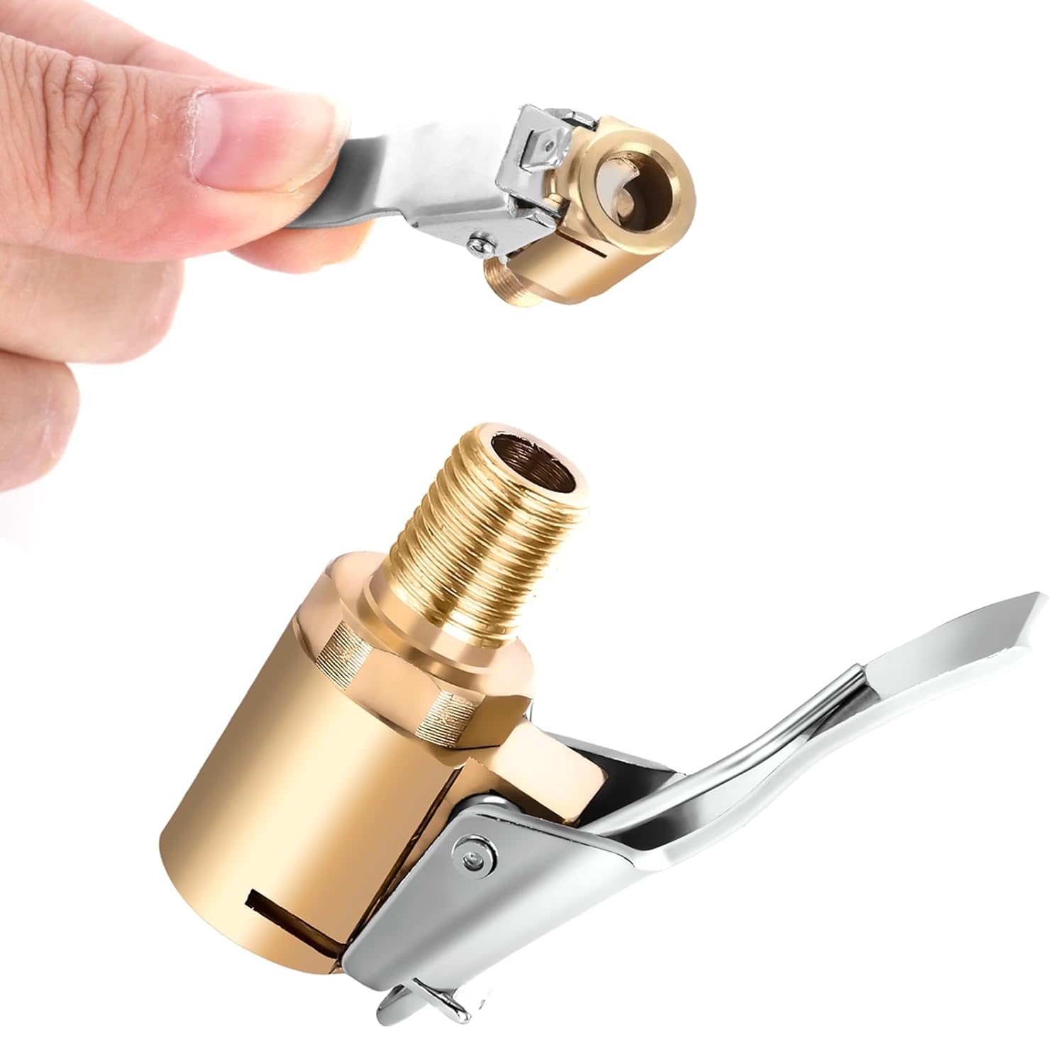 Amabro 2PCS Tire Inflator, Brass Locking Tire Air Chuck with Clip ...