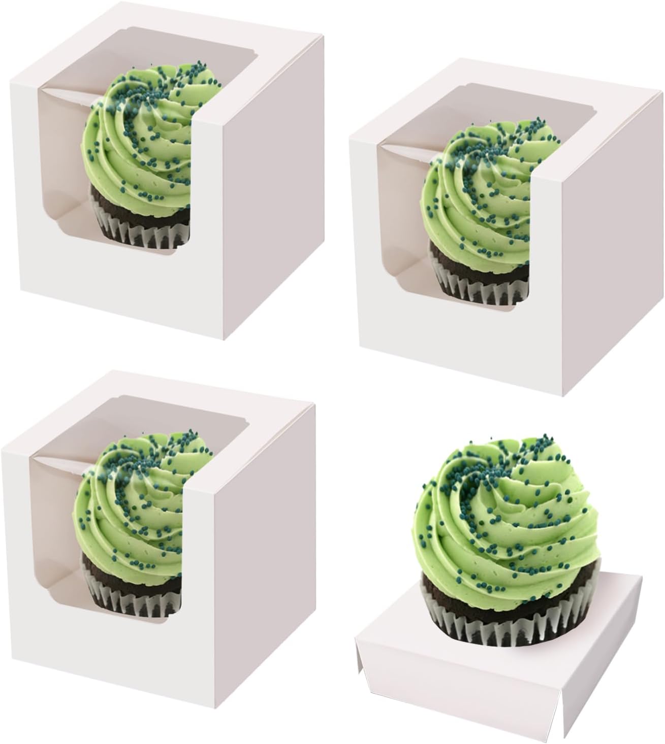Amazon.com: YOLCAR 25 Pack Cupcake Boxes, White Paper Containers with ...
