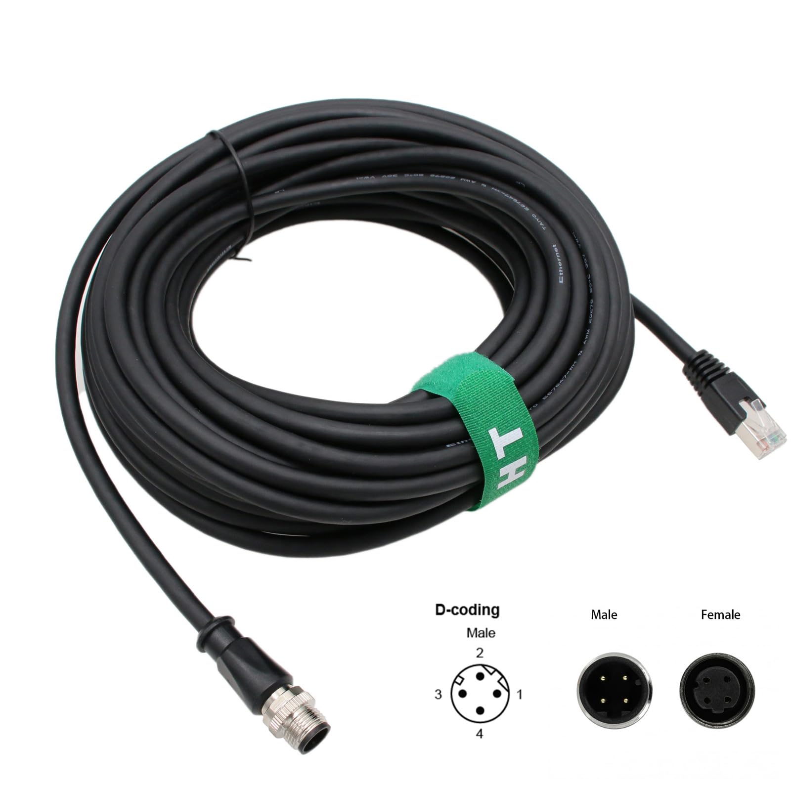 HangTon Ethernet Cable M12 D-Code 4 Pin to RJ45 Network Cable for ...
