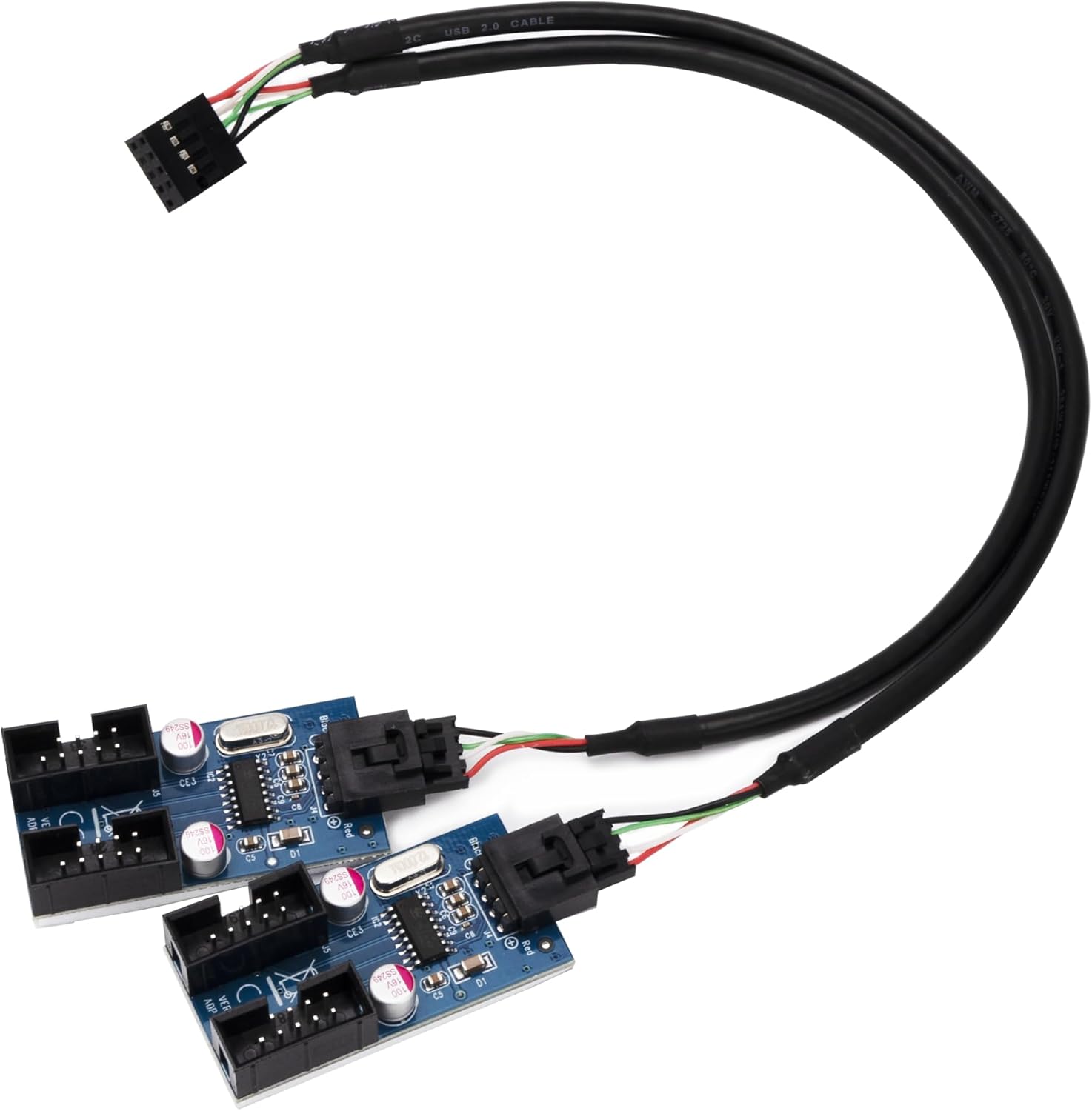 Amazon.com: XRIKUI 9Pin USB Header Male 1 to 4 Female Adapter Port ...