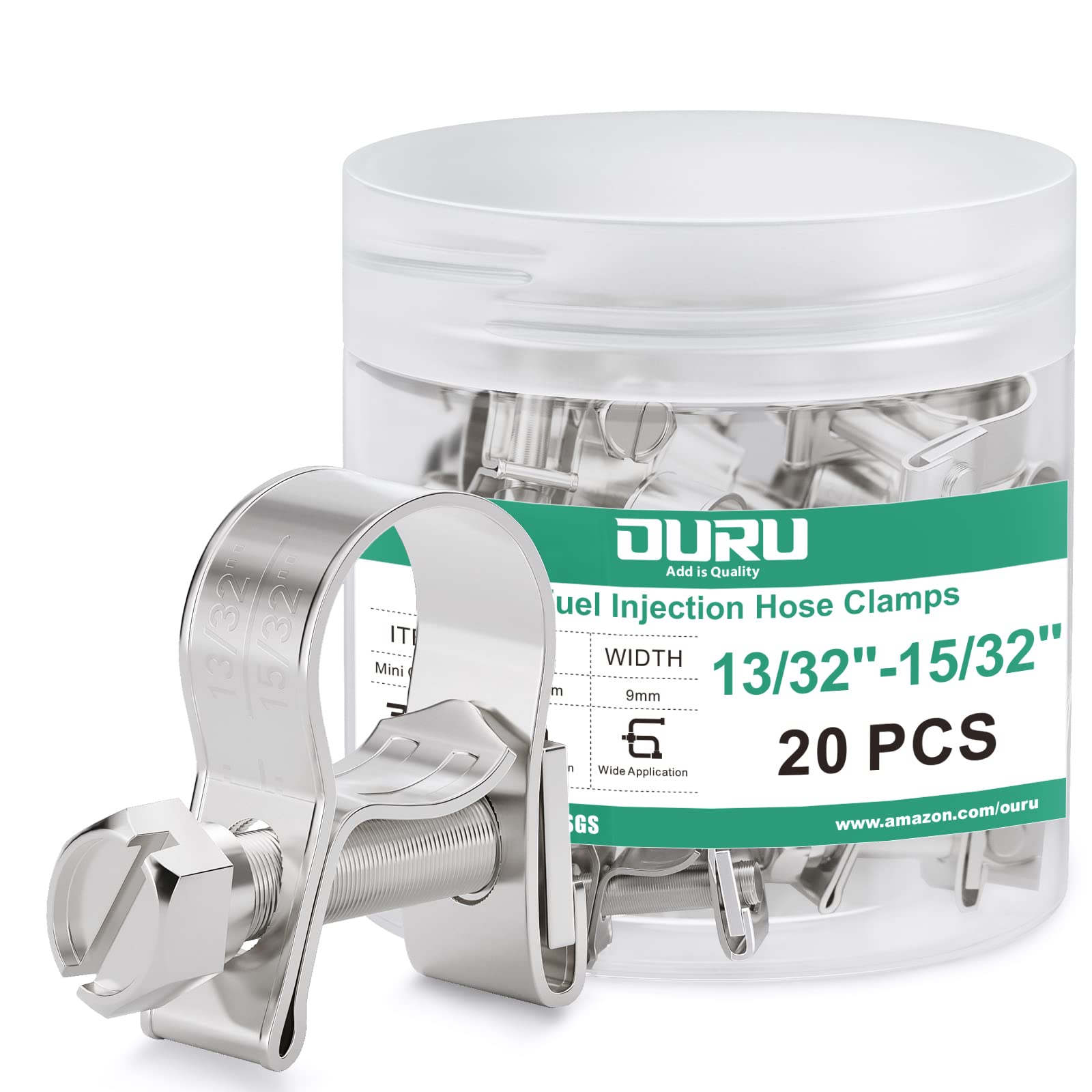 OURU Fuel Line Clamp 304 Stainless Steel,20PCS Adjustable 13/32"-15/32 ...