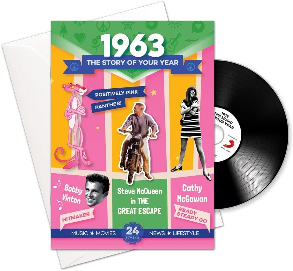 Happy 60th Birthday Card, Born in 1963, 152 x 228mm : Amazon.co.uk ...