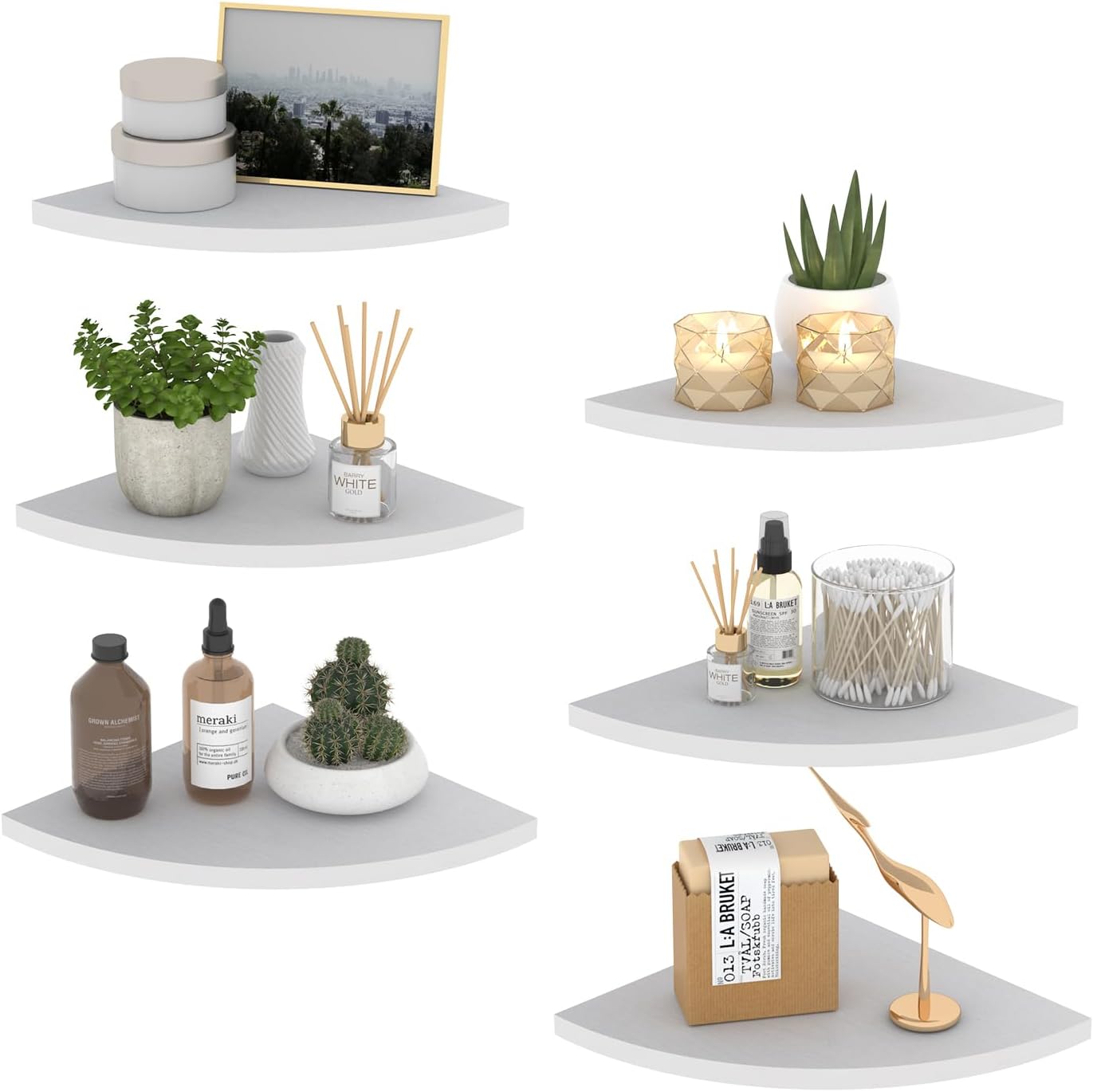 Amazon.com: Forbena White Corner Floating Shelves for Wall Set of 4 ...