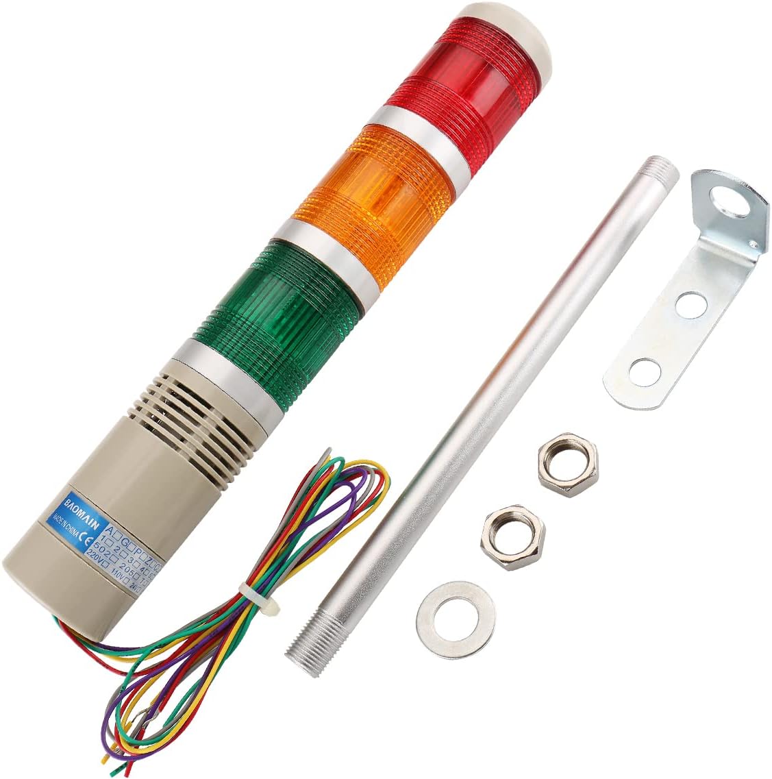 Amazon.com: Baomain Industrial Signal Light Column LED Alarm Round ...