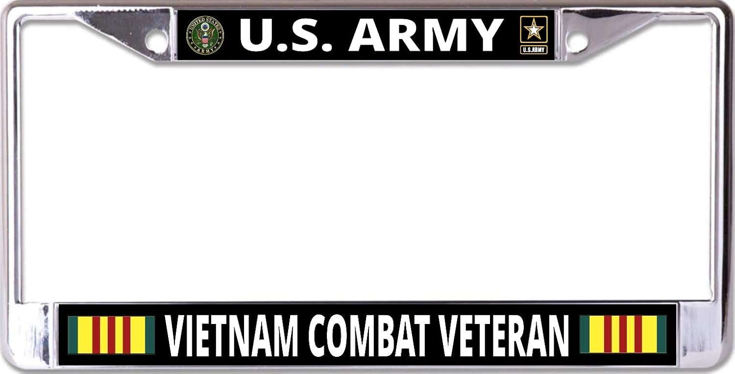 Amazon.com: U.S. Army Vietnam Combat Veteran Chrome License Plate Frame ...