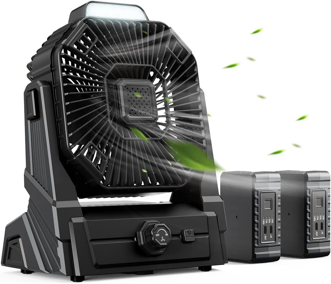 Amazon.com: KopBeau Rechargeable Battery Powered Fan - 20000mAh Dual ...