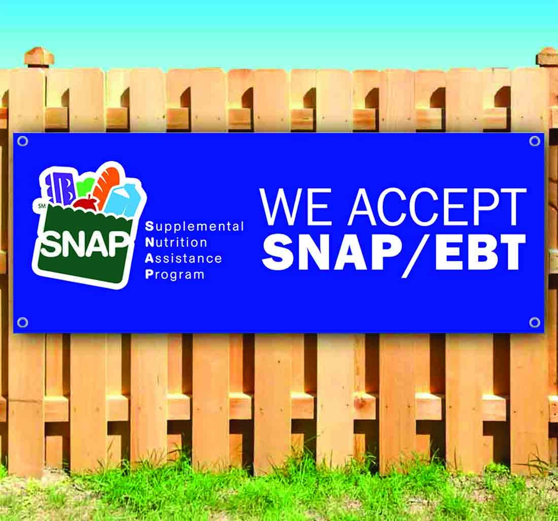 Amazon.com : We Accept SNAP Banner 13 oz | Non-Fabric | Heavy-Duty ...