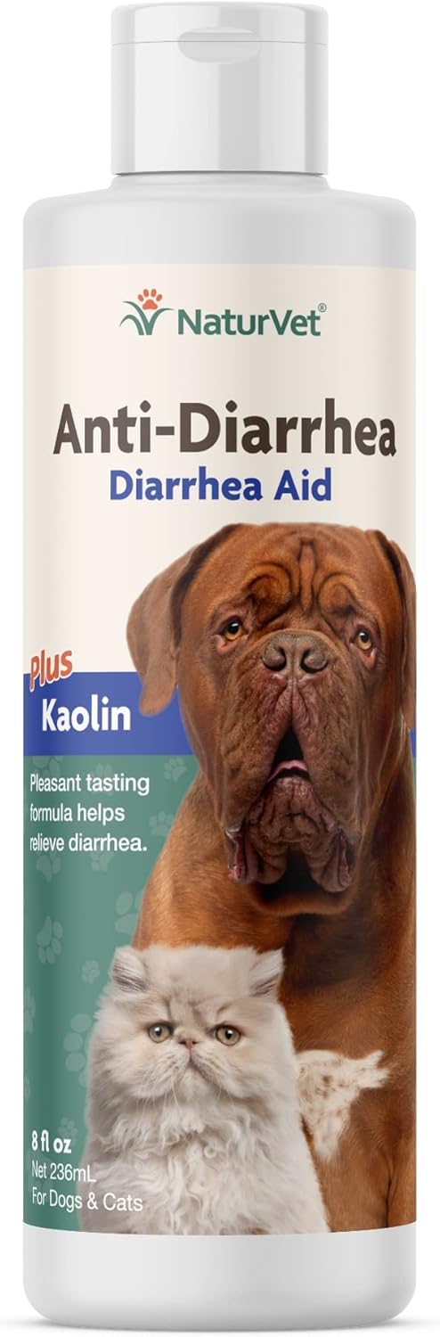 NaturVet Anti-Diarrhea Plus Kaolin for Dogs and Cats, 8 oz Liquid, Made ...
