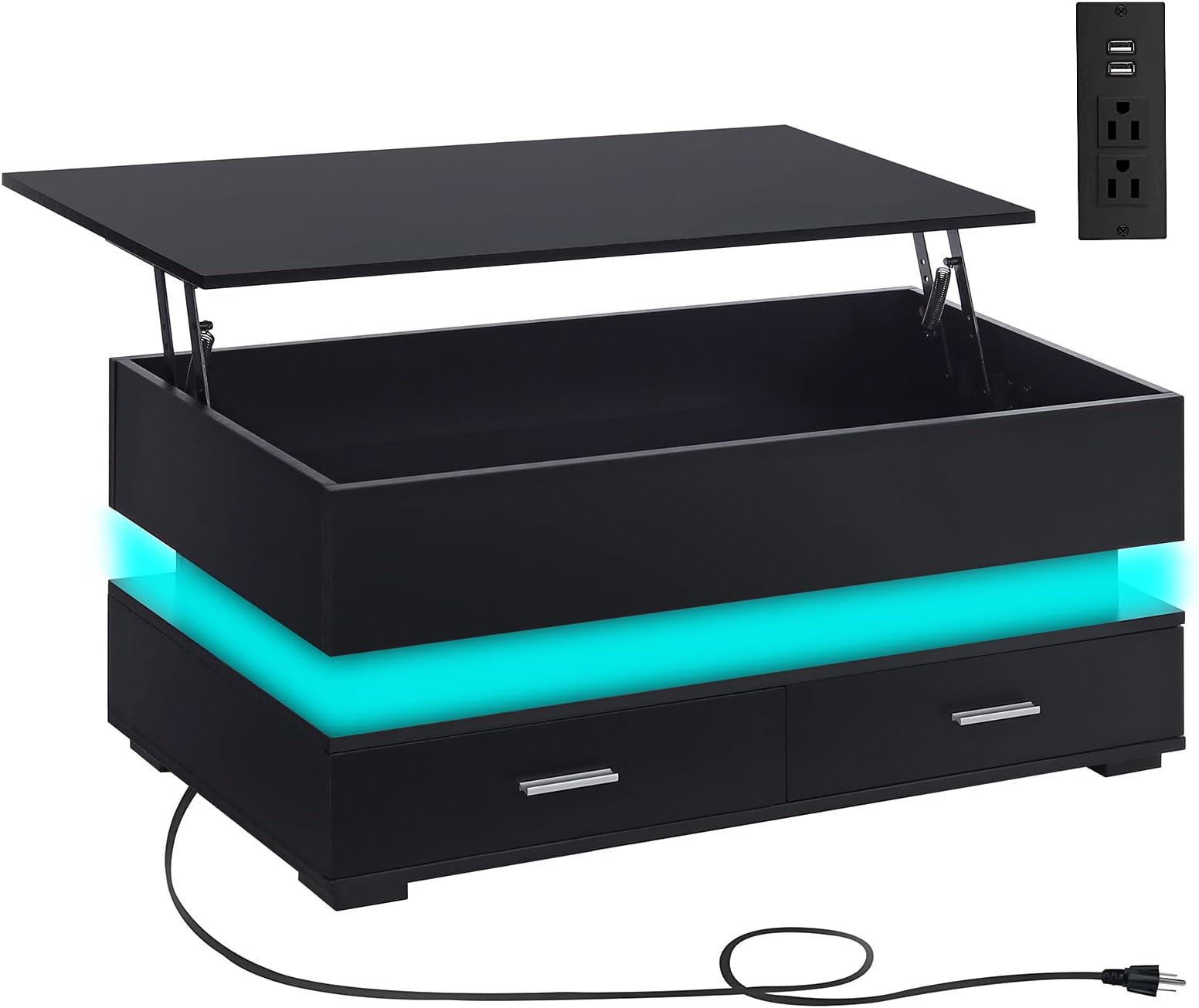 Amazon.com: Gurexl LED Coffee Table with Charging Station, Auto Sensor ...