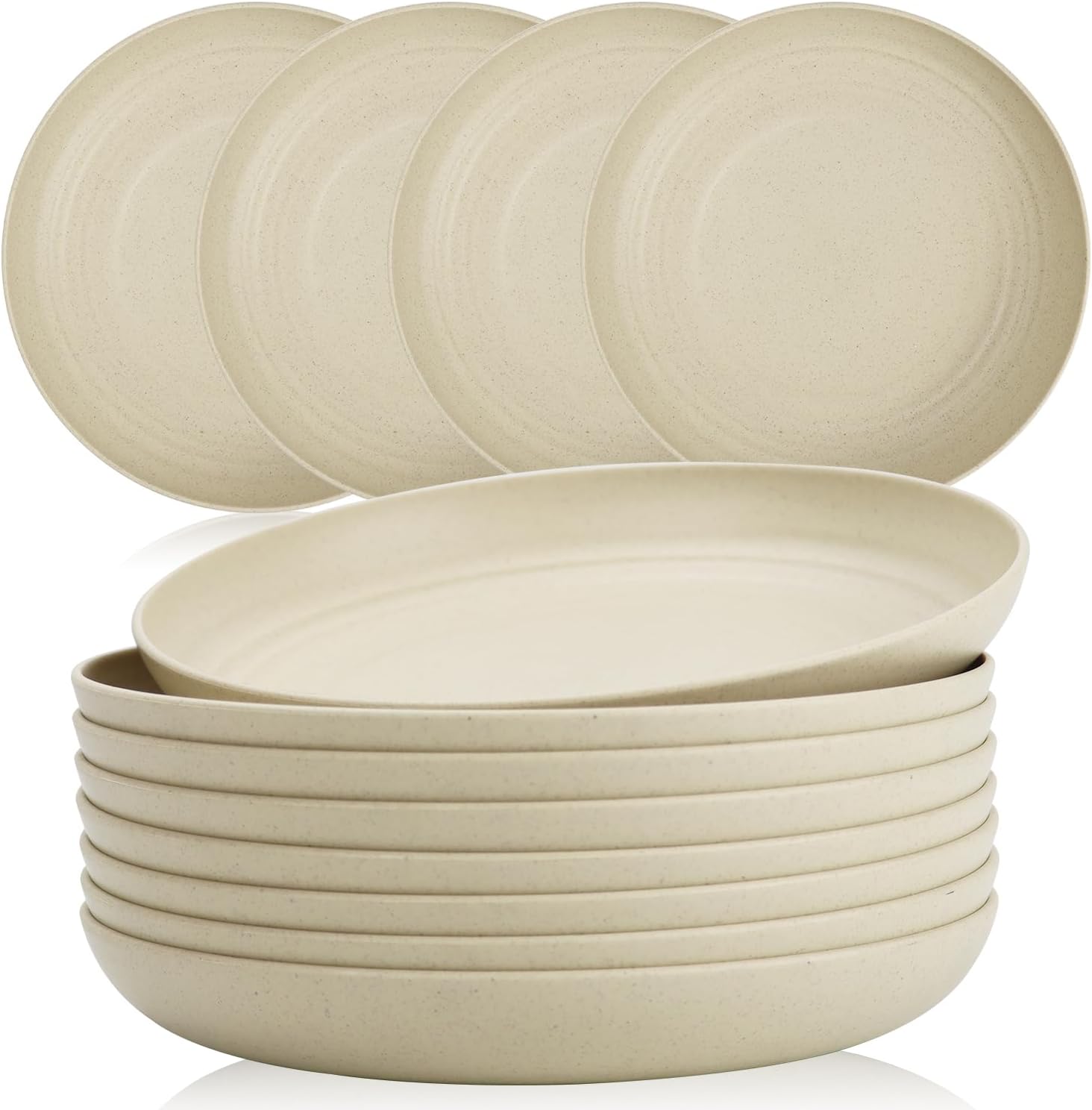 Amazon.com | Wrova Wheat Straw Plates - 8 Inch Unbreakable Dinner ...