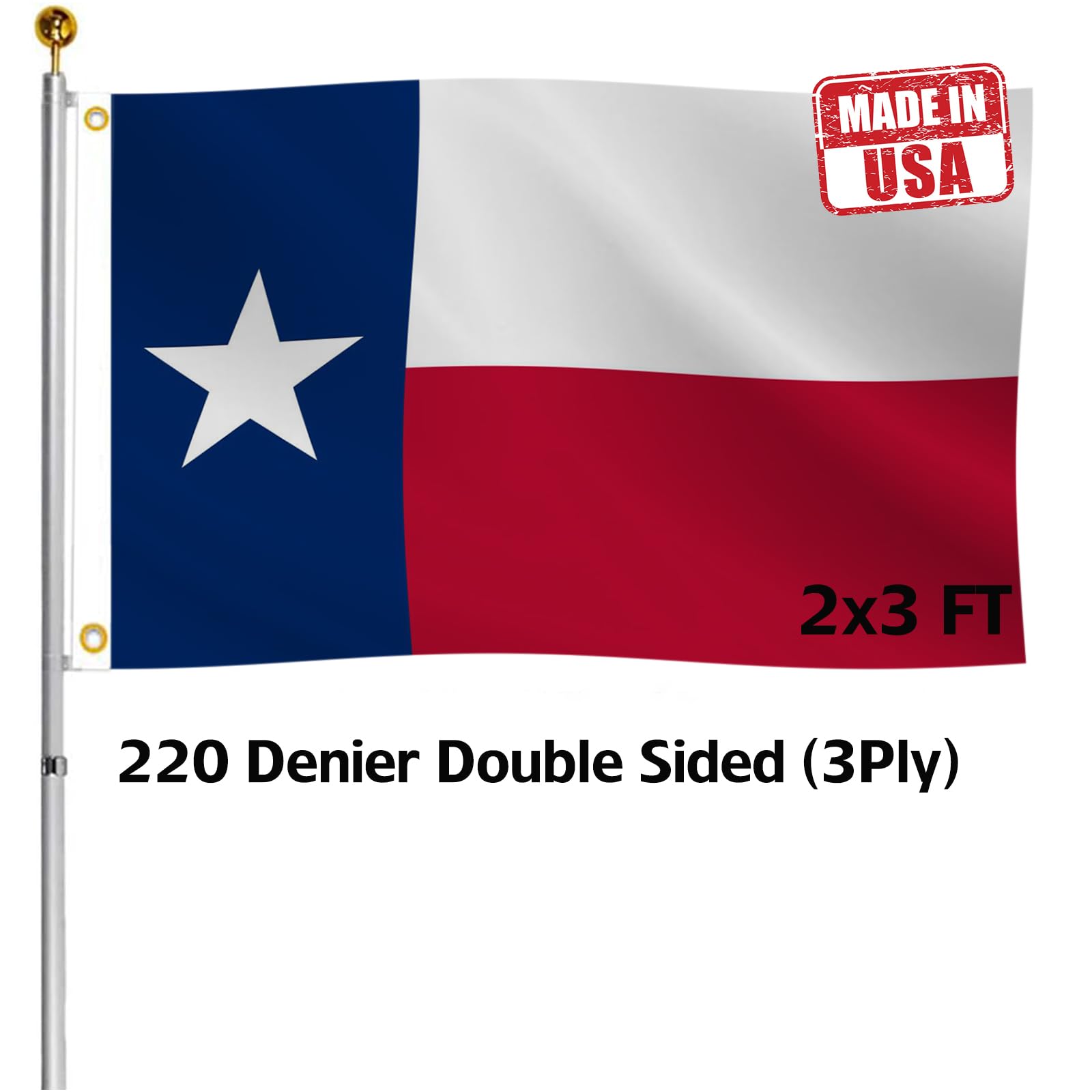 Amazon.com : Hypoth Double Sided Texas Republic Sates Flag 2x3 FT ...