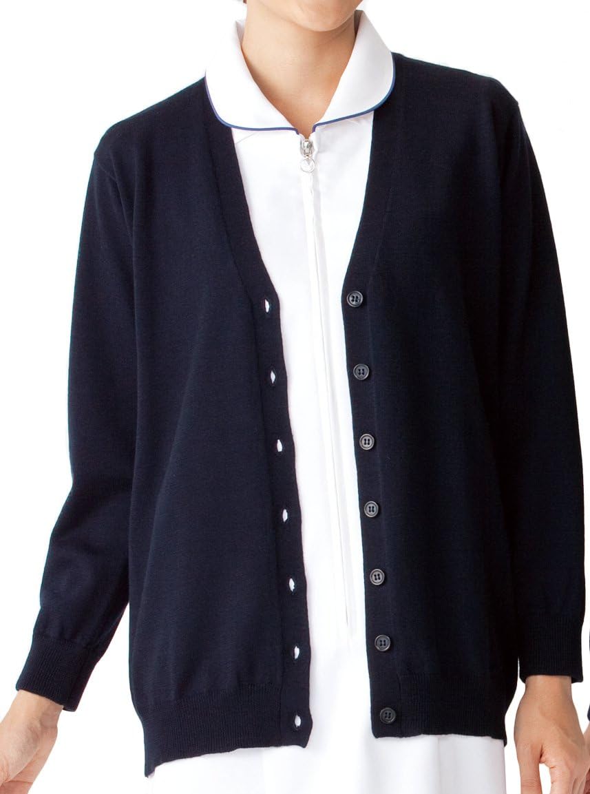 Amazon.co.jp: 医療ユニフォーム ナースウェアレディスカーディガン丈長 ネイビー KAZEN アプロン M 206-91 : ファッション