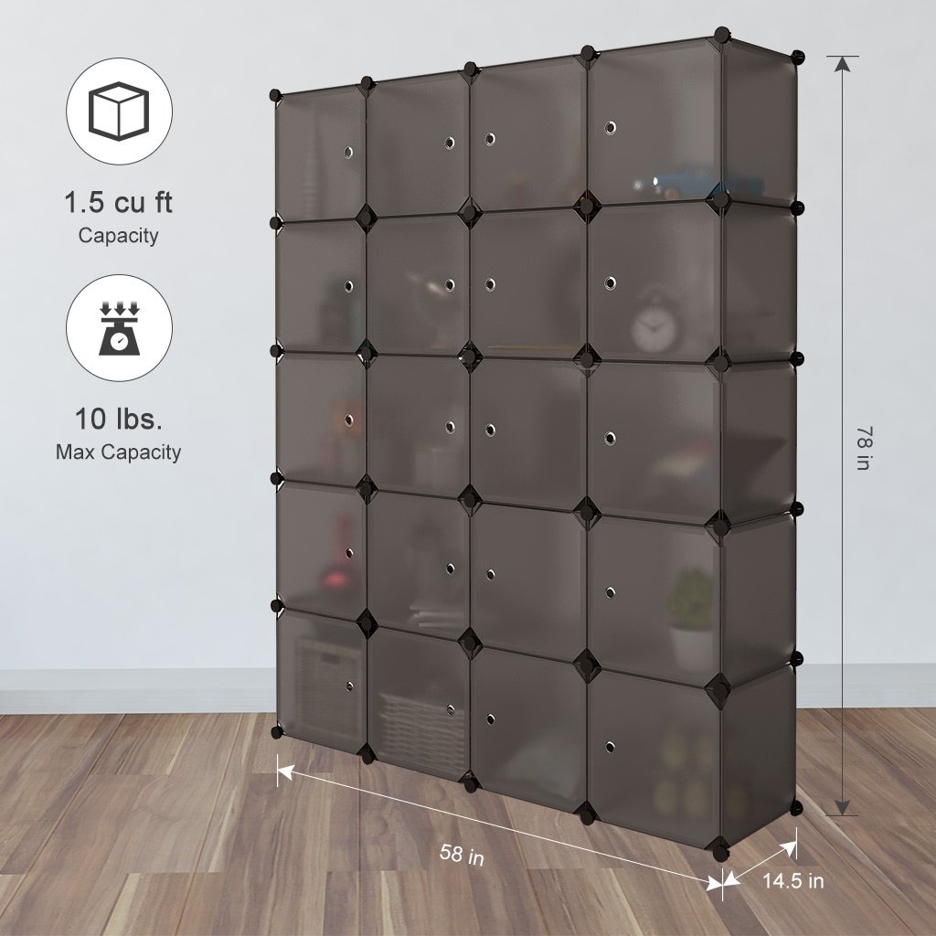 LANGRIA 20 Cube Organizer Stackable Plastic Cube Storage Shelves Design ...