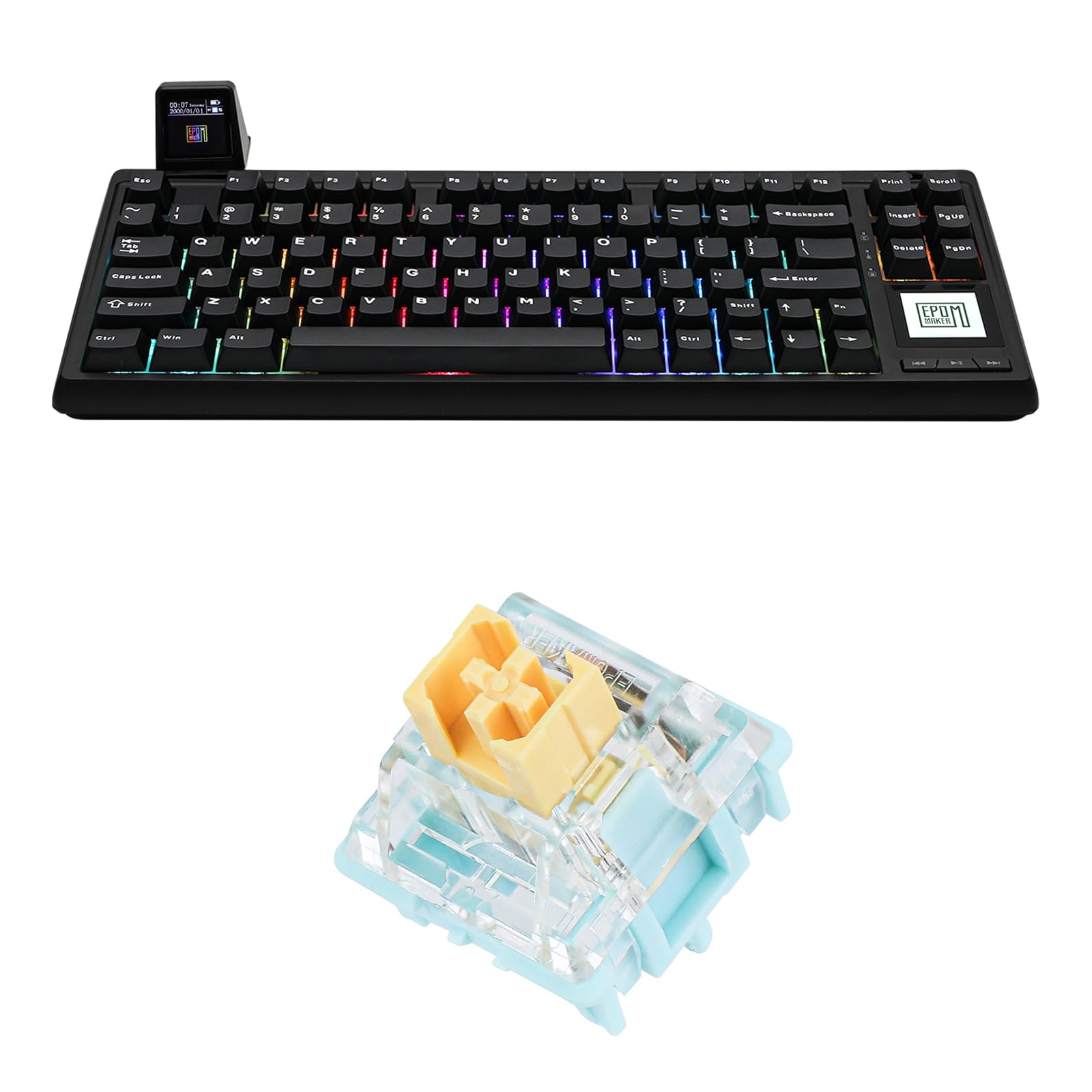 Amazon.com: EPOMAKER RT80 Wireless Gaming Keyboard with Touch Screen ...