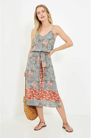 VESTIDO MIDI SEDA MILLER COM FAIXA AZUL - 36 | Amazon.com.br