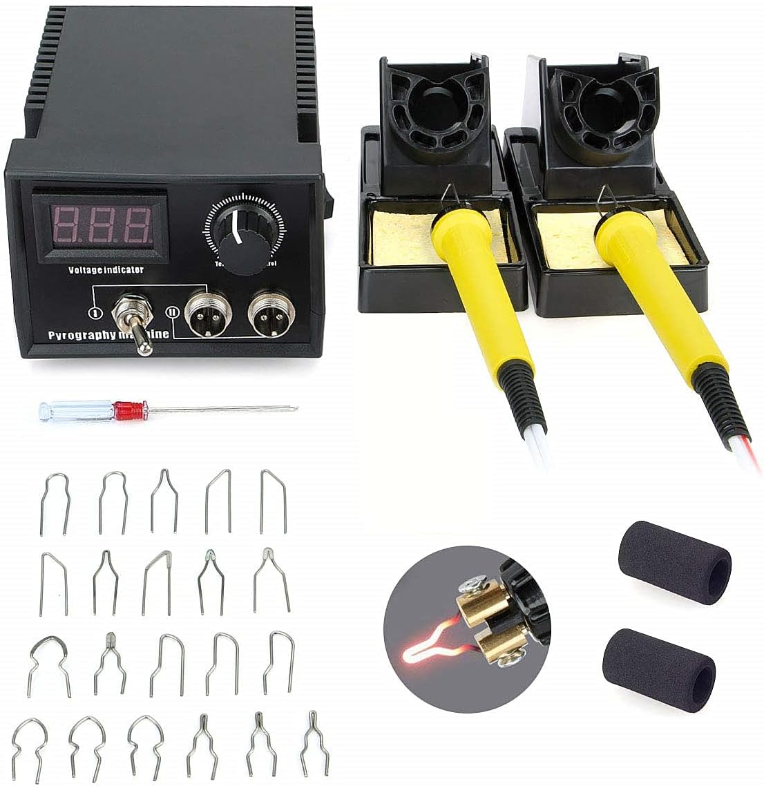 60W Pyrography Pen Wood Burning Kit Digital Display Temperature ...