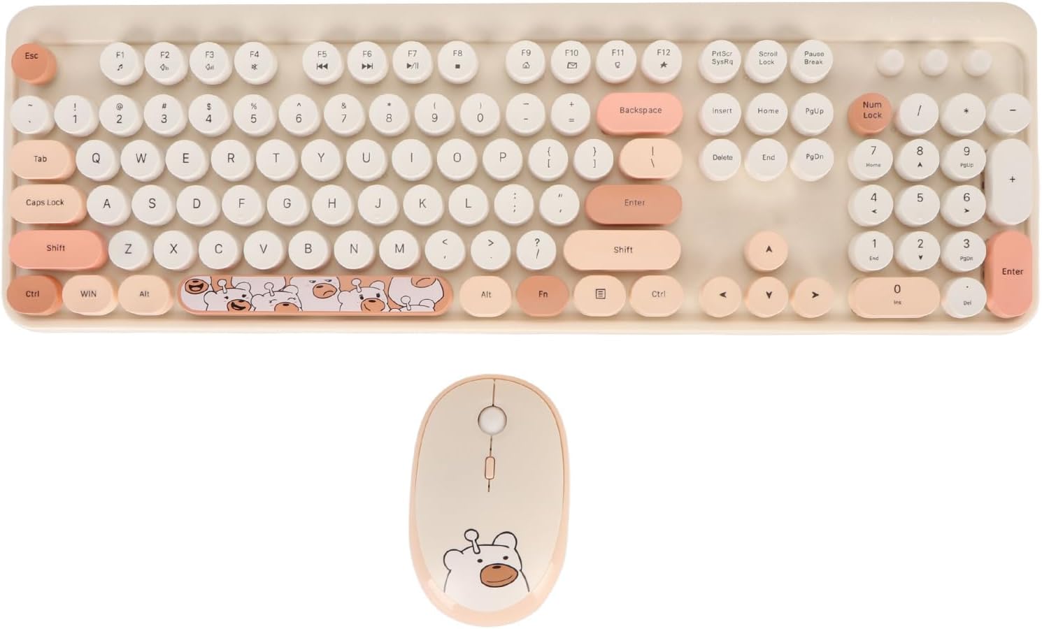 Retro Typewriter Keyboard Mouse Set, 104Keys Full Size Keyboard 1600 ...