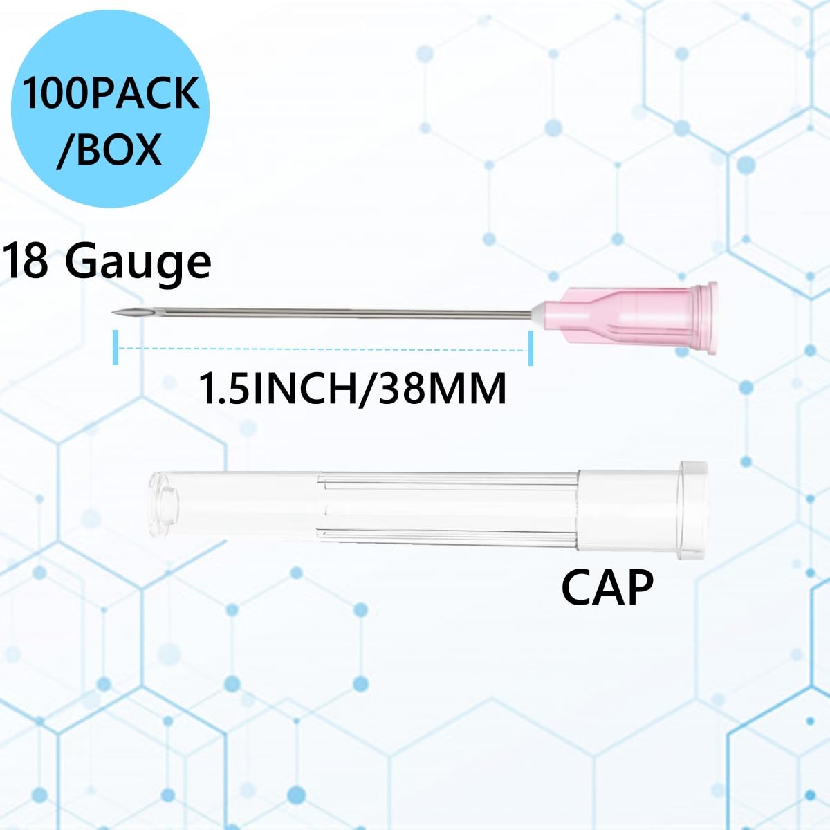 Snapklik.com : 100-Pack 1-1/2 Inch 18Ga Luer Lock Needle