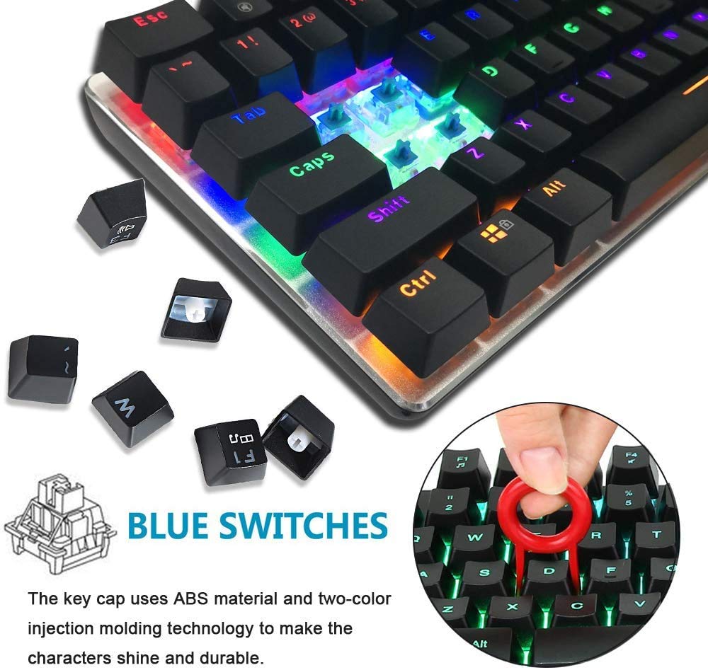 RGB Gaming Keyboard, Anti-Heavy Shadow 80% Mechanical Wired Keyboards ...