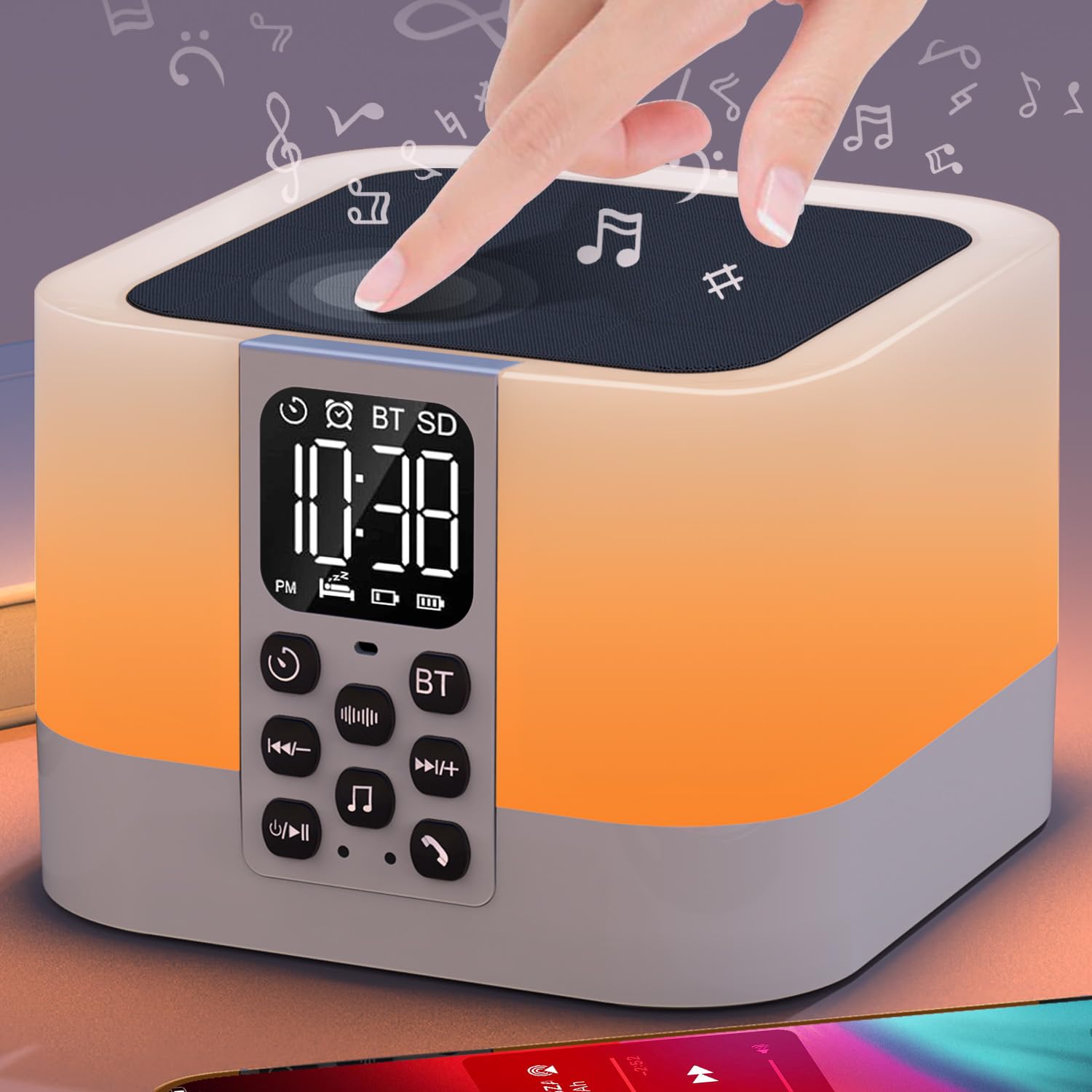 White Noise Sound Machine for Sleep, Night Light Bluetooth Speaker ...