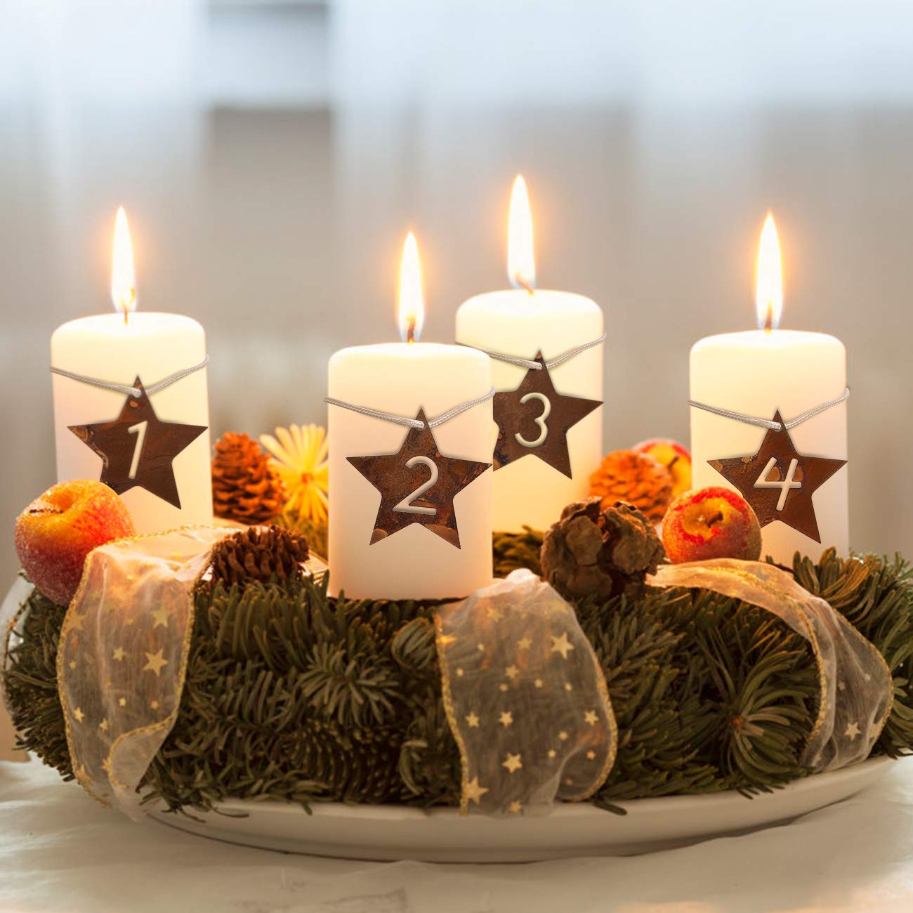 Twee Adventkaarsen Holztreppe Weiss