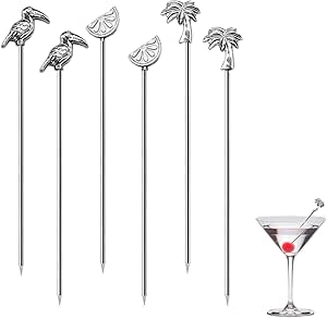 Sipoyen Metal Cocktail Picks for Drinks 4 Inch Stainless Steel Reusable ...